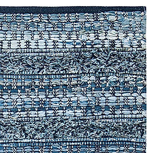 SAFAVIEH Montauk Collection Area Rug - 8' x 10', Blue, Handmade, Ideal for High Traffic Areas in Living Room, Bedroom (MTK417L)