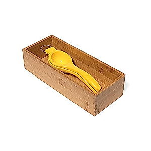 Lipper International Bamboo Utensil Holder Storage Box for Cooking Tools, Makeup, or Office Supplies, 5" x 12" x 3"