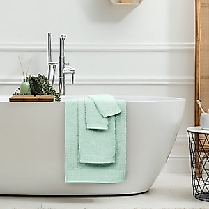 GLAMBURG 100% Cotton Ultra Soft 6 Pack Towel Set, Contains 2 Bath Towels 28x55 Inches, 2 Hand Towels 16x24 Inches & 2 Wash Coths 12x12 Inches, Compact Absorbent Lightweight & Quickdry - Sea Green