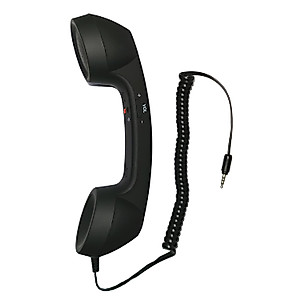 YTYKINOY Vintage Retro 3.5mm Telephone Handset Cell Phone Receiver Mic Microphone Speaker for iPhone iPad Mobile Phones Cellphone Smartphone (Black)