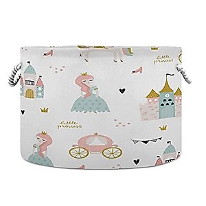Kigai Princess Castle Cotton Rope Basket Large Collapsible Baby Laundry Basket Blanket Basket Kid's Toy Storage Basket Organizer for Nursery Bedroom Home Decor