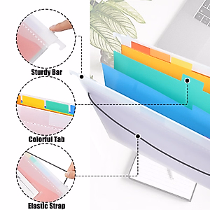 DORA BRIDAL Hanging Folders, Clear 7 Pockets Letter Size Expanding File Cabinet Folders, Hanging File Folders for Folder Frame, Filing Cabinet, File Cabinet, File Cabinet Organizer Box, 1 Pack
