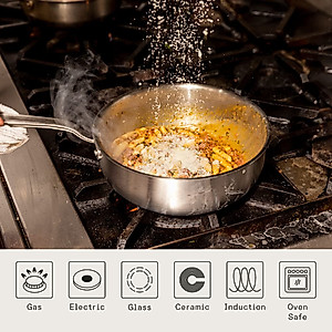 Made In Cookware - 3 Quart Stainless Steel Saucier Pan - 5 Ply Stainless Clad - Professional Cookware - Crafted in Italy - Induction Compatible