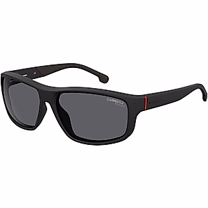 Carrera Men's 8038/S Rectangular Sunglasses, Black/Polarized Gray, 61mm, 15mm