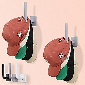 Funnacle Hat Rack for Baseball Caps Adhesive Hat Hooks for Wall, Hat Hanger Storage Baseball Cap Organizer, No Drilling Strong Hat Holder for Door, Closet, Bedroom,Office（Grey, 2 Pack）