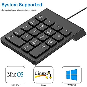 USB Numeric Keypad Numpad Portable Slim Mini 10 Key Number Pad Keyboard for Laptop Desktop Computer PC, Compatible with ChromeBook Surface Notebook, Tax Accountant Calculate Office Travel & Home