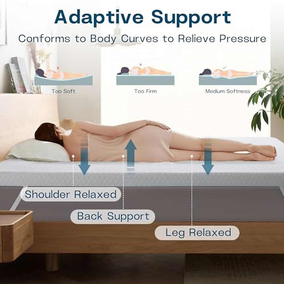 3 Inch Gel Memory Foam Mattress Topper King Size, Cooling Mattress Pad for Back Pain, with Removable Bamboo Cover，Bed Topper Soft & Breathable