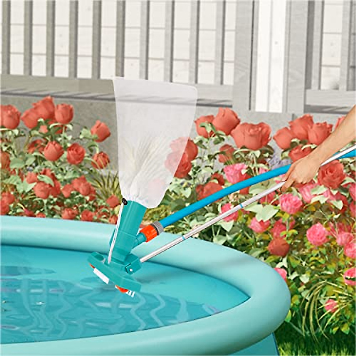 Pool Vacuum Cleaner Handheld Pool Leaf Vacuum, Pool Vacuum Brush for Above Ground Pool Inground Pool Spa Pond Hot Tub (No Garden Hose Included) (Medium, Green)