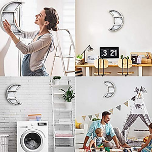 4simplethings Rustic Moon Shelf Decor, for Wall Mounted Moon Shelf, Display Shelves, Wooden Floating Shelves, Beautiful Moon Wall Decor, Use As Hanging Shelves for Wall