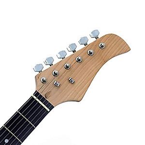 CB SKY Full-Size 39“ Adult/Teenager/Beginner Electric Guitar Black with 5W Amplifier (powered by 9V battery or adaptor - not included), Extra Strings, Cable and Guitar Pick (Black)