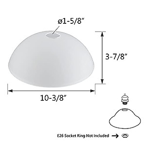 Aspen Creative 23518-11, Frosted Replacement Glass Shade for Medium Base Socket Torchiere Lamp, Swag Lamp and Pendant & Island Fixture, 10-3/8" Diameter x 3-7/8" Height
