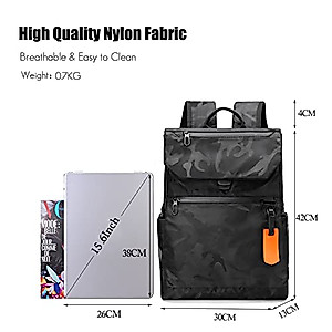 FANDARE Laptop Backpack Business Travel Laptop Backpack Bag with USB Charging Port Large Lightweight College High School Bag Work Bag Waterproof Nylon Camo