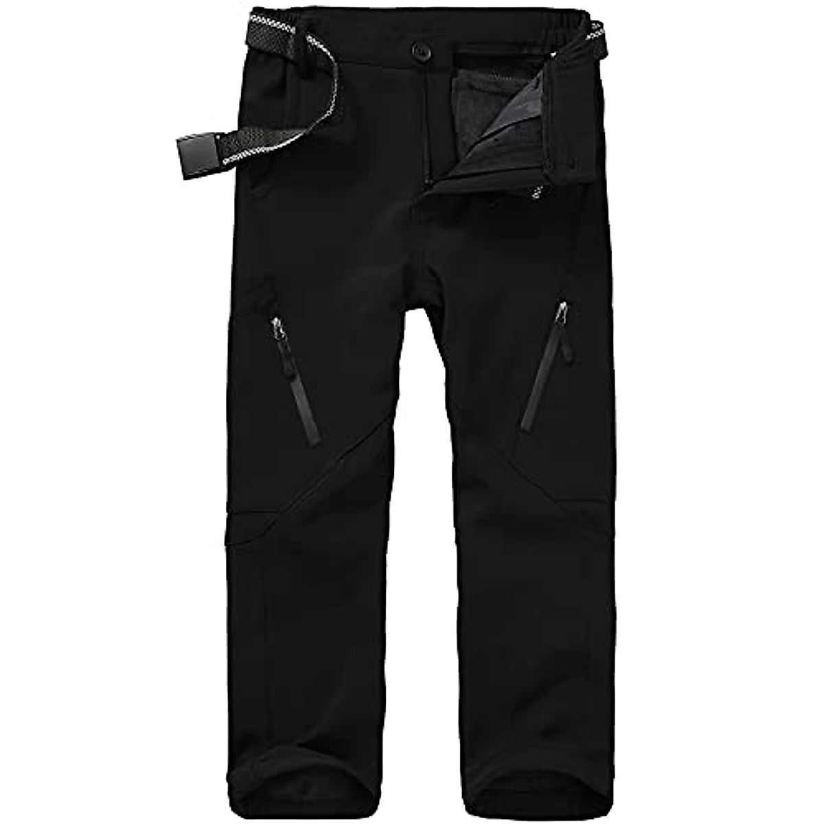 linlon Kids Boys Girls Youth Waterproof Hiking Ski Snow Pants Elastic Waist Warm Insulated Pants,9037-Black-2XL(9-10 Years)