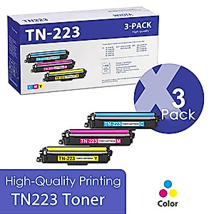 HIYOTA Compatible 3 Pack (1C/1M/1Y) TN-223 TN-223C TN-223M TN-223Y Toner Cartridge Replacement for Brother TN 223 MFC-L3770CDW L3710CW L3750CDW HL-3210CW 3230CDW 3270CDW DCP-L3510CDW Printer