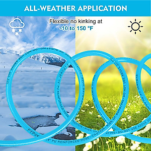 FYPower Air Compressor Hose 1/4 Inch x 50 Feet Reinforced Polyurethane (PU) Air Hose with Fittings, Bend Restrictors, 1/4" Industrial Quick Coupler and Plug Kit, Blue