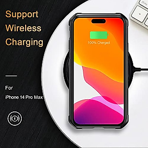 Tuerdan iPhone 14 Pro Max Case, [Military Grade Shockproof] [Hard Carbon Fiber Back] [Soft TPU Bumper Frame] Anti-Scratch, Fingerprint Resistant, Protective Phone Case, 6.7 Inch (Black)