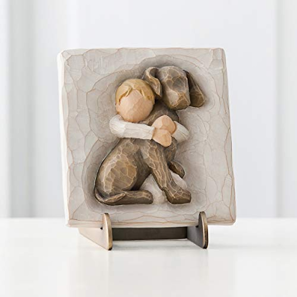 Willow Tree Hug Plaque, Sculpted Hand-Painted bas Relief