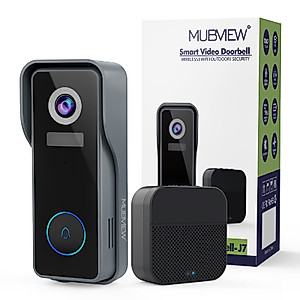 MUBVIEW Wireless Doorbell Camera with Chime 2K HD, WiFi Video Doorbell Camera with Voice Changer, Motion Detector, Anti-Theft Device, Night Vision, 2-Way Audio, SD/Cloud Storage, No Subscription