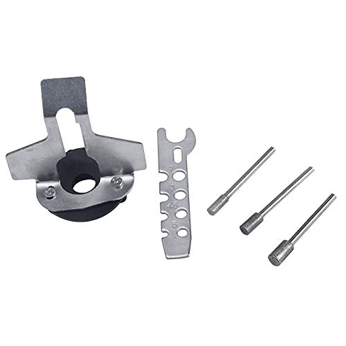 Xiaokeis Chainsaw Sharpening Attachment Kit, Chain Saw Blade Teeth Sharpener Set with Angle Guide and Diamond Burr Grinding Stone Files, Drill Power Rotary Tool Accessory Kit(5 Pcs)