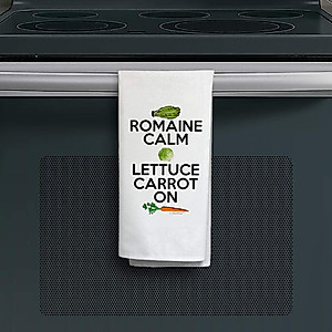 ThisWear Housewarming Gifts for New Homeowners Romaine Calm Lettuce Carrot On Decorative Kitchen Tea Towel White