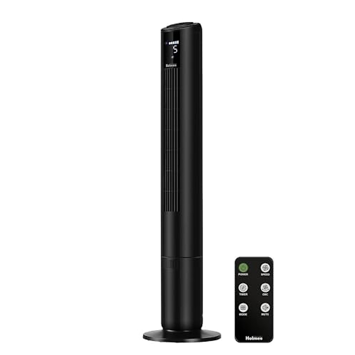 HOLMES 42" Digital Tower Fan, ClearRead Display, 90° Oscillation, 5 Speeds, 4 Modes, 8-Hour Timer, Home, Bedroom or Office, Remote Control, Matte Black