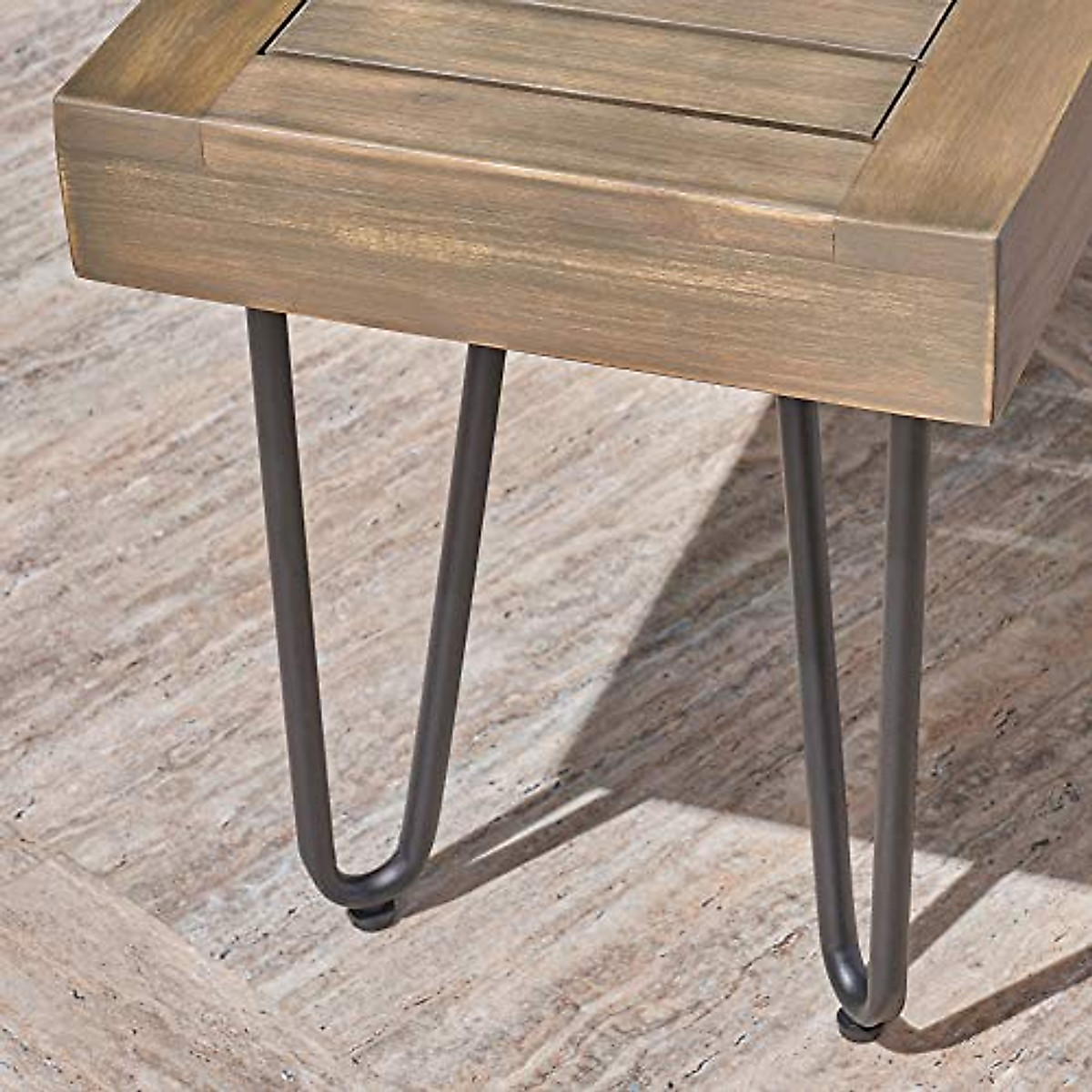 63'' Gray and Black Contemporary Rectangular Outdoor Bench