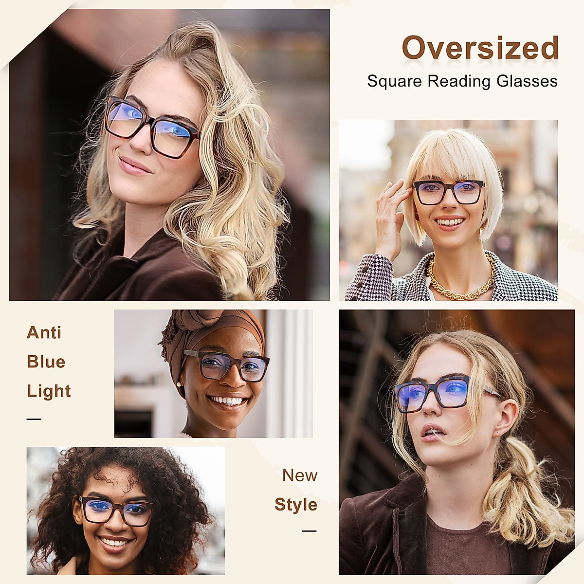 EASY READ 3 Pairs Reading Glasses for Women, Squre Computer Blue Light Blocking Anti UV Readers with Spring Hinge (Black/Tortoise/Grey, 2.50, multiplier_x)