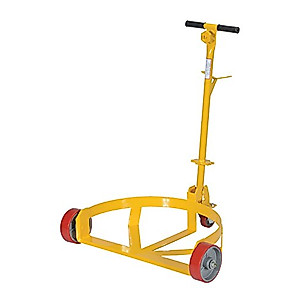 Vestil LO-DC-PU Lo-Profile Drum Caddie with Bung Wrench Handle and Poly-on-steel Wheel, Steel, 21-5/8" Length, 31-5/8" Width, 37-5/8" Height, 1200 Capacity , Yellow
