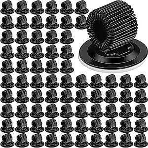 100 Pcs Metal Pen Holder Clips Self Adhesive Pen Pencil Organizer with Adjustable Spring Loop Manganese Steel Pen Clip Fit any Pens, Whiteboard Refrigerator Erase Board Bulletin Board Map (Black)