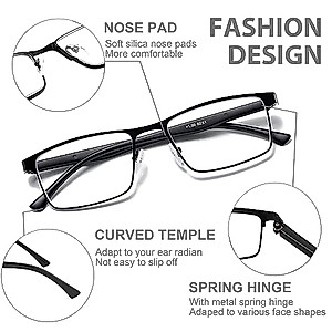 NaNaKo 3 Pack Reading Glasses for Men, Lightweight Blue Light Blocking Metal Frame Mens Readers (C1,+1.50)