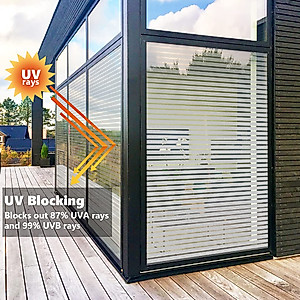 Donox Window Privacy Film UV Protection Static Window Film Non-Adhesive Window Film Beautiful and Simple for Home Office Striped Patterns 35.4 x 78.7 Inch