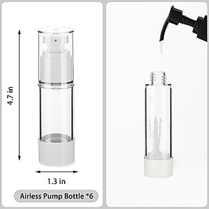 IFDGCTK 1OZ/30ML Clear Airless Pump Bottles, Lotion Dispenser Travel with Pump, Vacuum Plastic Travel Size Lotion Bottle for Foundation, Creams, Cosmetic(6 Pack)