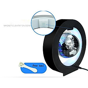 YANGHX Floating Globe World Map 4inch Rotating Magnetic Mysteriously Suspended in Air World Map Home Decoration Crafts Fashion Holiday Gifts (Black)