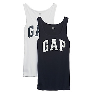 GAP Womens Ribbed Tank Top Cami Shirt, Navy Uniform V2 Logo Pack, Medium US