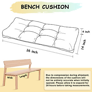 ROFIEJOX Bench Cushion 36 Inch - Polyester Brushed, High-Density Foam, Non-Slip Bottom, Soft Durable Indoor Tufted Long Seat Cushion for Window Garden Furniture (Grey, 36x14x4 Inch)