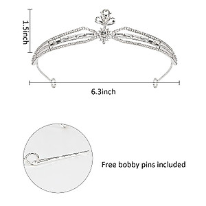 Wecoe Silver Crown for Women Birthday Girls Rhinestone Tiaras and Crowns Princess Queen Fairy Crown Halloween Costume Hair Accessories Happy Birthday Decorations Mothers Day Gifts