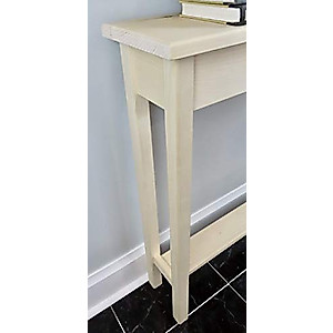 24" Narrow Console Sofa Table - Unfinished Foyer Pine Table With Bottom Storage Shelf