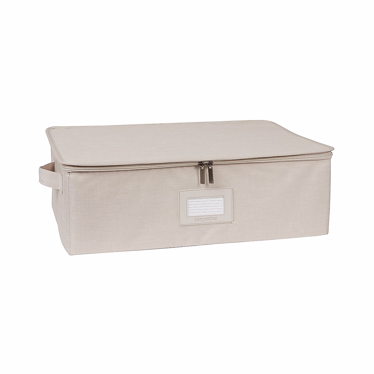 Covermates Keepsakes - Zip-Top Storage Box - Heavy Duty Polyester- Reinforced Handles - Stackable Design - Indoor Storage-Beige Heather