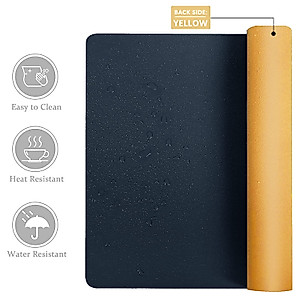 Desk Mat Large protector Pad - Multifunctional Dual-sided Office Desk Pad,Smooth Surface Soft Mouse Pad,Waterproof Desk Mat for Desktop, Pu Leather Desk Cover for Office/Home(Dark Blue, 31.5" x 15.7")