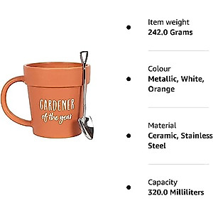 VELENTI Gardener Coffee Mug Gift - Funny Plant Pot Mug with Shovel Spoon - Cool Coffee Mugs for Men, Women - Mug for Gardeners, Dad Birthday Gifts, Cute Mom Christmas Gifts (Gardener Coffee Mug)