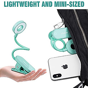 Visson Stepless Dimming Book Light,12 LED Reading Lights for Books in Bed,3 Color Temperature,Rechargeable Clip-on Light with Magnetic Function.Perfect for Bookworms,Kids