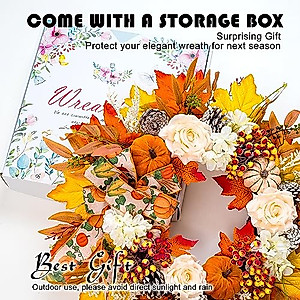 Soosubel Fall Wreaths for Front Door Thanksgiving Harvest Festival Wreath for Home Decor, Handmade Porch Autumn Wreath for Outdoor, Indoor