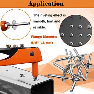 Sunxeke 100pcs Aluminum Large Flange Blind Rivets, 3/16 x 3/8 inch, Flange Diameter 5/8 inch(16 mm), Pop Rivets Assortment Kit Blind Rivet by Bolt Dropper, Grip Range(3-6mm)