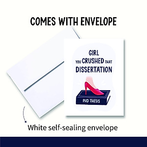 PHDOODLESHOP PhD graduation card for her with envelope | Card to celebrate the obtention of a doctorate degree and to empower women in academia
