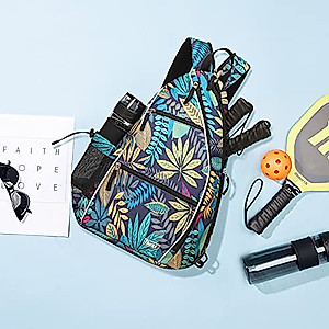 Sucipi Pickleball Bag Pickleball Backpack for Women Men Tennis Bag Tennis Backpack Reversible Pickleball Paddle bag Tennis Rackets Bags for Ladies Purple Leaf