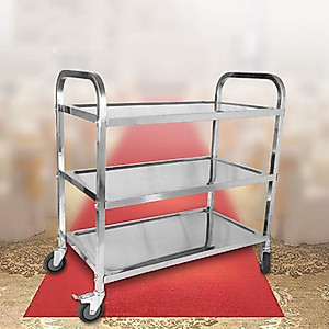 YGCBL Multifunction Serving Portable Hand Trucks,Cart Service Restaurant Garage Heavy Gauge Stainless Steel Side Handles Design Easy to Move, 3 Sizes,Kitchen,Silver,95X50X95Cm