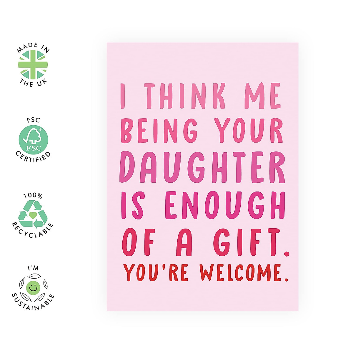 CENTRAL 23 Mom Birthday Cards from Daughter - Funny Dad Birthday Cards - 'Me Being Your Daughter - Father’s Day Card - Dad Gifts from Daughter - Comes With Fun Sticker