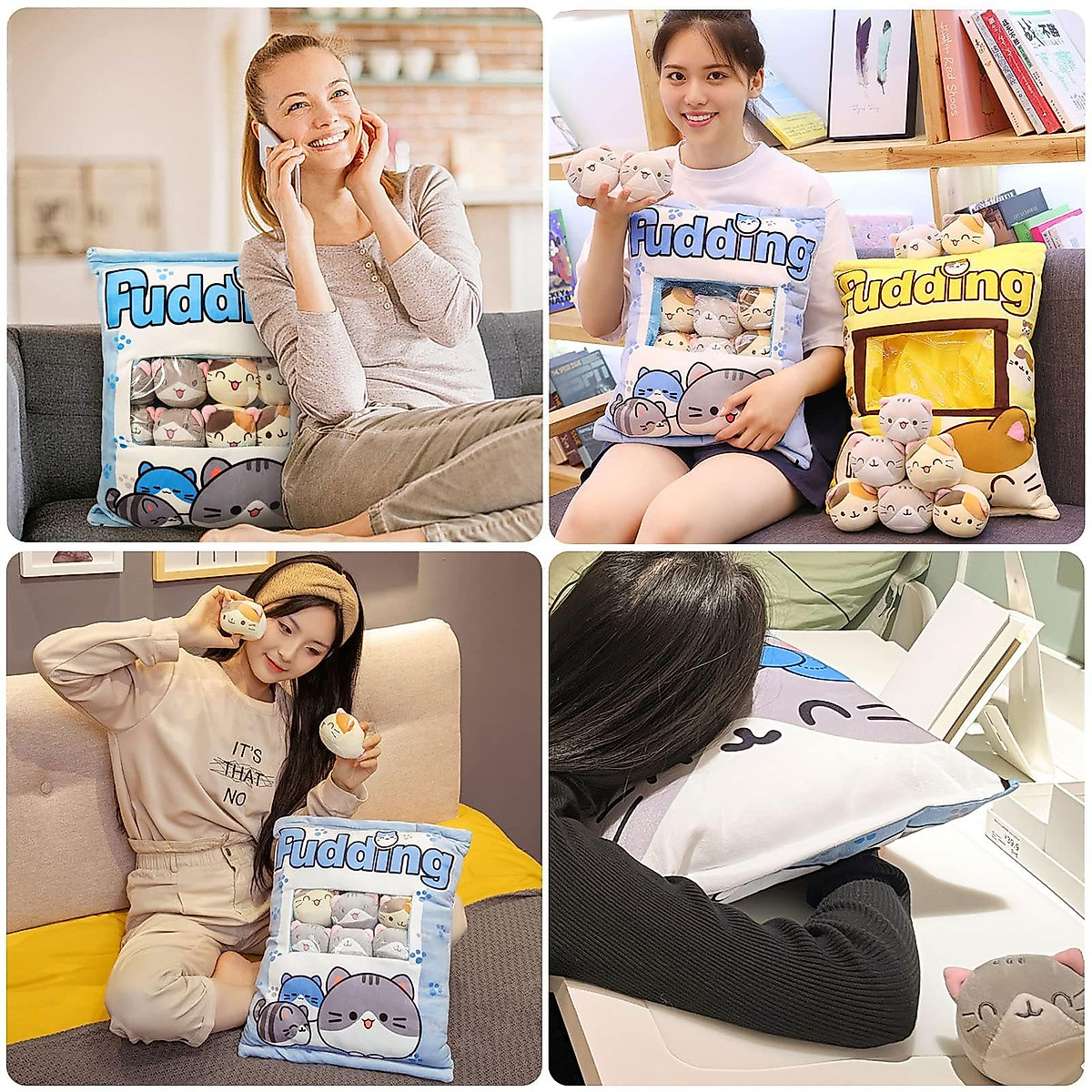 JILPAK Plush Pillow Throw Pillow, Removable Fluffy Animal Dolls, Soft Animals Doll Toy Pillow, Gifts Plush Cotton Stuffed Animal Pillow for Girls Kids