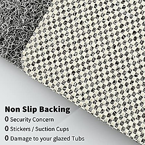 Rzoysia 0.6" Thick No Suction Cups Non Slip Shower Mat, 16"x27.5", Two Colors Design Anti-Dirty Bathtub PVC Loofah Massage Foot Mat for Bathroom, Quick Drying, Anti-Fatigue