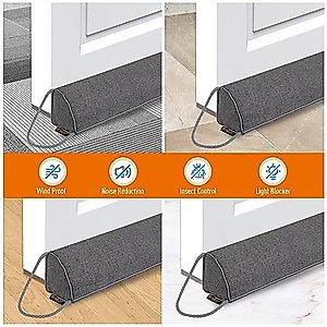 MAGZO Door Draft Stopper 32 Inches, Weighted Triangular Door Snake for Winter Noise Blocker with Hook Loops,Gray